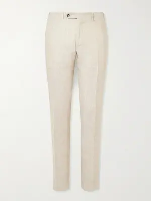 Canali Slim-fit Straight-leg Linen Suit Trousers - Neutrals