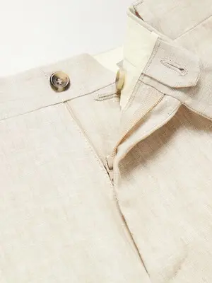 Canali Slim-fit Straight-leg Linen Suit Trousers
