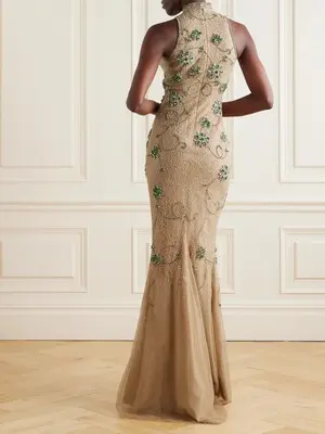 GEORGES HOBEIKA Bead And Crystal-embellished Gown