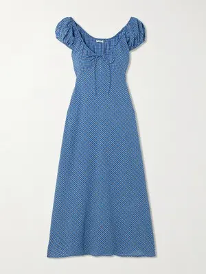 DÔEN Sofia Checked Organic Cotton-voile Midi Dress