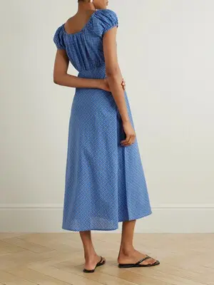 DÔEN Sofia Checked Organic Cotton-voile Midi Dress
