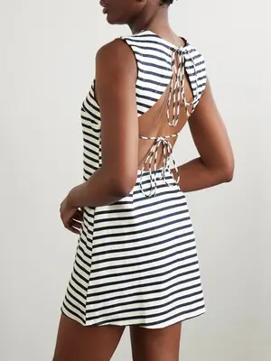 Faithfull The Brand Julia Striped Linen Mini Dress - Blue
