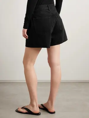 AGOLDE Rhoda Pleated Denim Shorts - Black