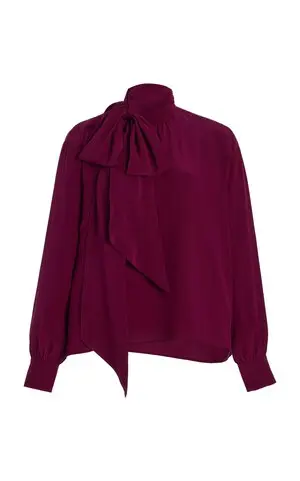 Prada Silk Tie-neck Blouse - Purple