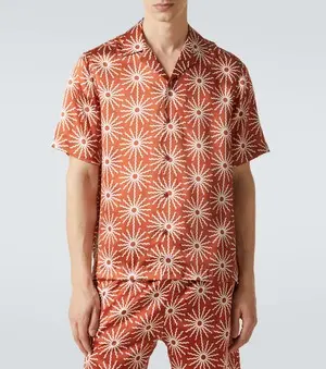 Frescobol Carioca Roberto Printed Silk Bowling Shirt