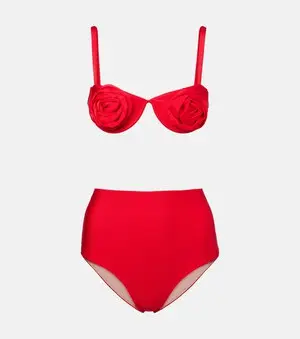 ADRIANA DEGREAS Floral-appliqué Bikini - Red