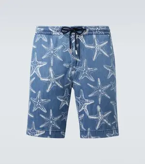Vilebrequin Printed Denim Bermuda Shorts - Blue
