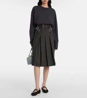 Prada Logo Leather-trimmed Mesh Ballet Flats - Black