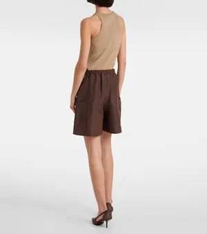 Max Mara Quebec Linen And Silk Shorts - Brown