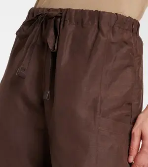 Max Mara Quebec Linen And Silk Shorts - Brown