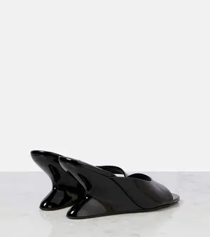 Alaïa Curve 75 Patent Leather Wedge Mules
