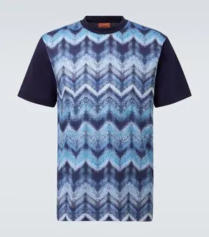 Missoni Zigzag Printed Cotton Jersey T-shirt - Blue