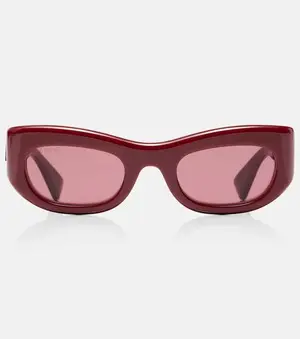 Gucci Logo Rectangular Sunglasses - Burgundy