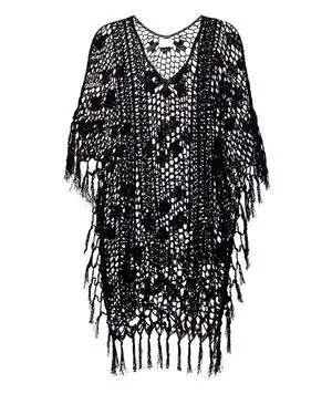 Anna Kosturova Fringed Crochet Cotton Kaftan