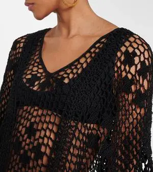 Anna Kosturova Fringed Crochet Cotton Kaftan
