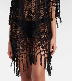 Anna Kosturova Fringed Crochet Cotton Kaftan