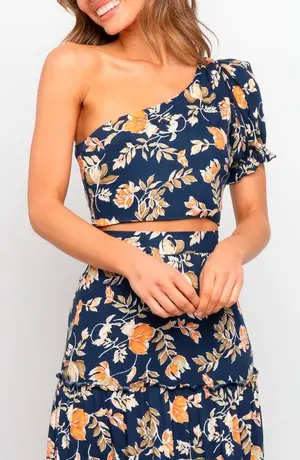 PETAL & PUP Aimee One-shoulder Crop Top