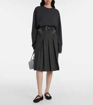Prada Logo Leather-trimmed Mesh Ballet Flats - Black