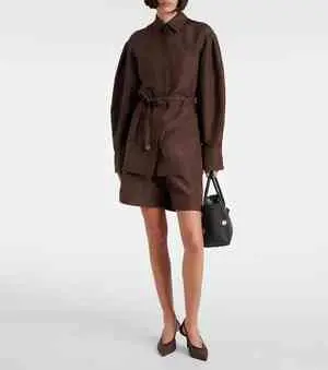 Max Mara Quebec Linen And Silk Shorts - Brown