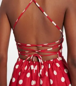 Posse Lori Polka-dot Linen Maxi Dress - Red
