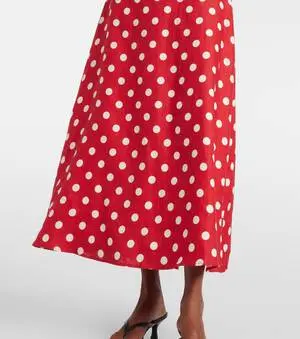 Posse Lori Polka-dot Linen Maxi Dress - Red