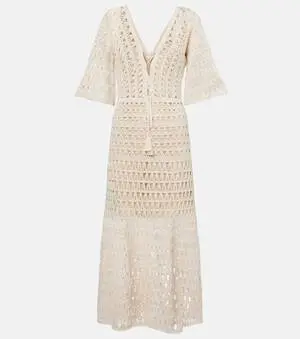 Anna Kosturova Crochet Cotton Maxi Dress - Beige