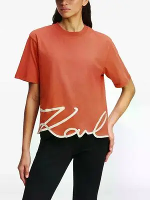Karl Lagerfeld Signature-hem T-shirt - Orange