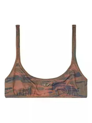 Diesel Camouflage Print Bikini Top - Pink