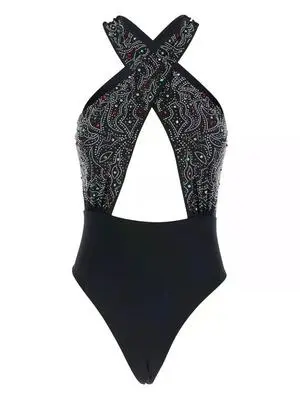 VENUJA Braided-straps One-piece Swimsuit - Black