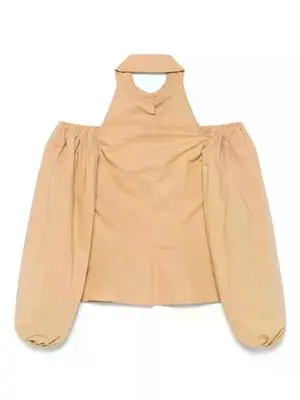 MVP WARDROBE Off-shoulder Shirt - Brown