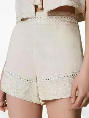 TWINSET Embroidered Shorts - Neutrals