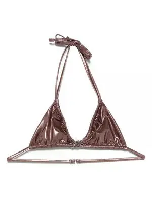 Blumarine Laminated Bikini Top - Brown