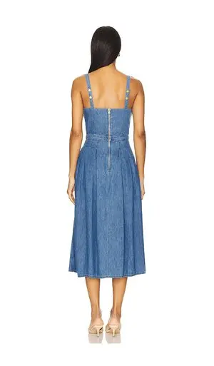 L'Agence Denim Pinafore Midi Dress