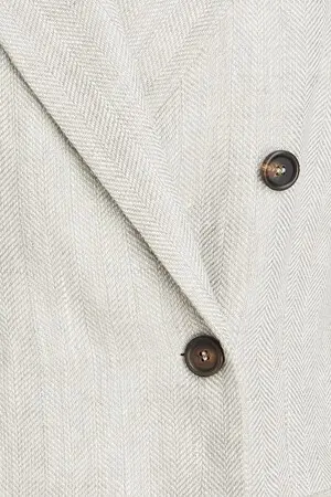 Brunello Cucinelli Double-breasted Herringbone Linen Blazer