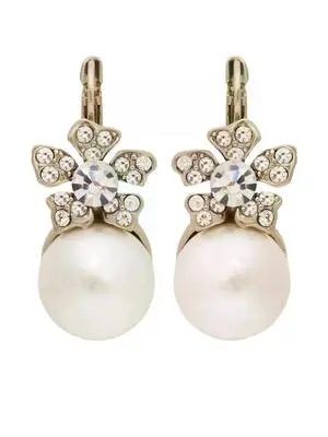 KENNETH JAY LANE Pearl And Crystal Clip-on Earrings - Silver