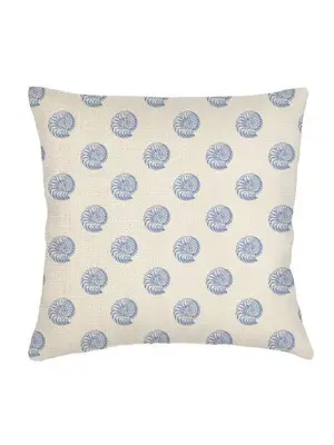 Anaya Nautilus Shell Linen Euro Pillow With Down Insert - Blue