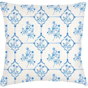 Anaya French Toile Linen Euro Pillow With Down Alternative Insert - Blue