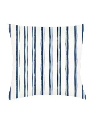 Anaya Ocean Drift Stripe Linen Euro Pillow With Down Alternative Insert - Navy