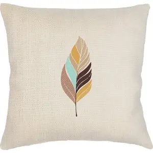 Anaya Feather Mirage Embroidered Linen Pillow Cover Only - Beige
