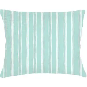 Anaya Ocean Drift Stripe Linen Dutch Euro Pillow With Down Insert - Aqua