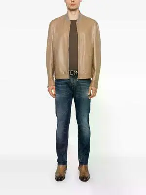 SALVATORE SANTORO Cuff-zipped Leather Jacket