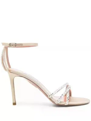 AQUAZZURA Round-toe Embellished Sandals - Neutrals