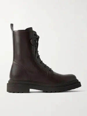 Brunello Cucinelli Bead-embellished Leather Ankle Boots