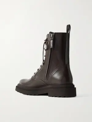Brunello Cucinelli Bead-embellished Leather Ankle Boots