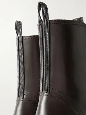 Brunello Cucinelli Bead-embellished Leather Ankle Boots