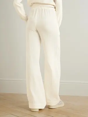 Eterne Brody Embellished Cotton-gauze Straight-leg Pants - Neutrals