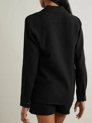 Eterne Constance Embellished Cotton-gauze Shirt - Black