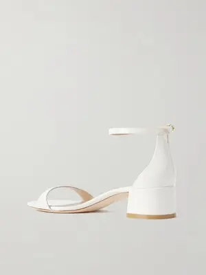 STUART WEITZMAN Nudist Block Patent-leather Sandals - Neutrals