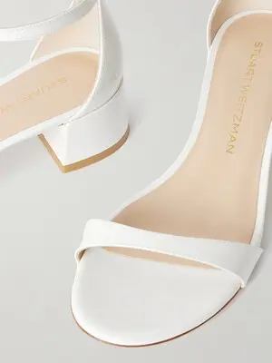 STUART WEITZMAN Nudist Block Patent-leather Sandals - Neutrals