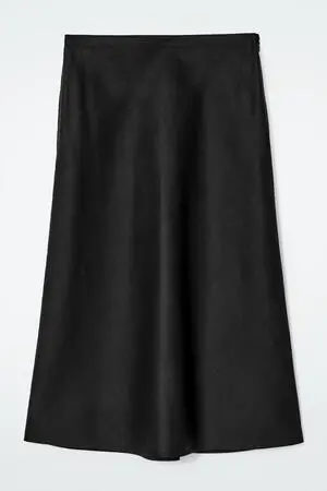 Cos Linen-blend Midi Column Skirt - Black